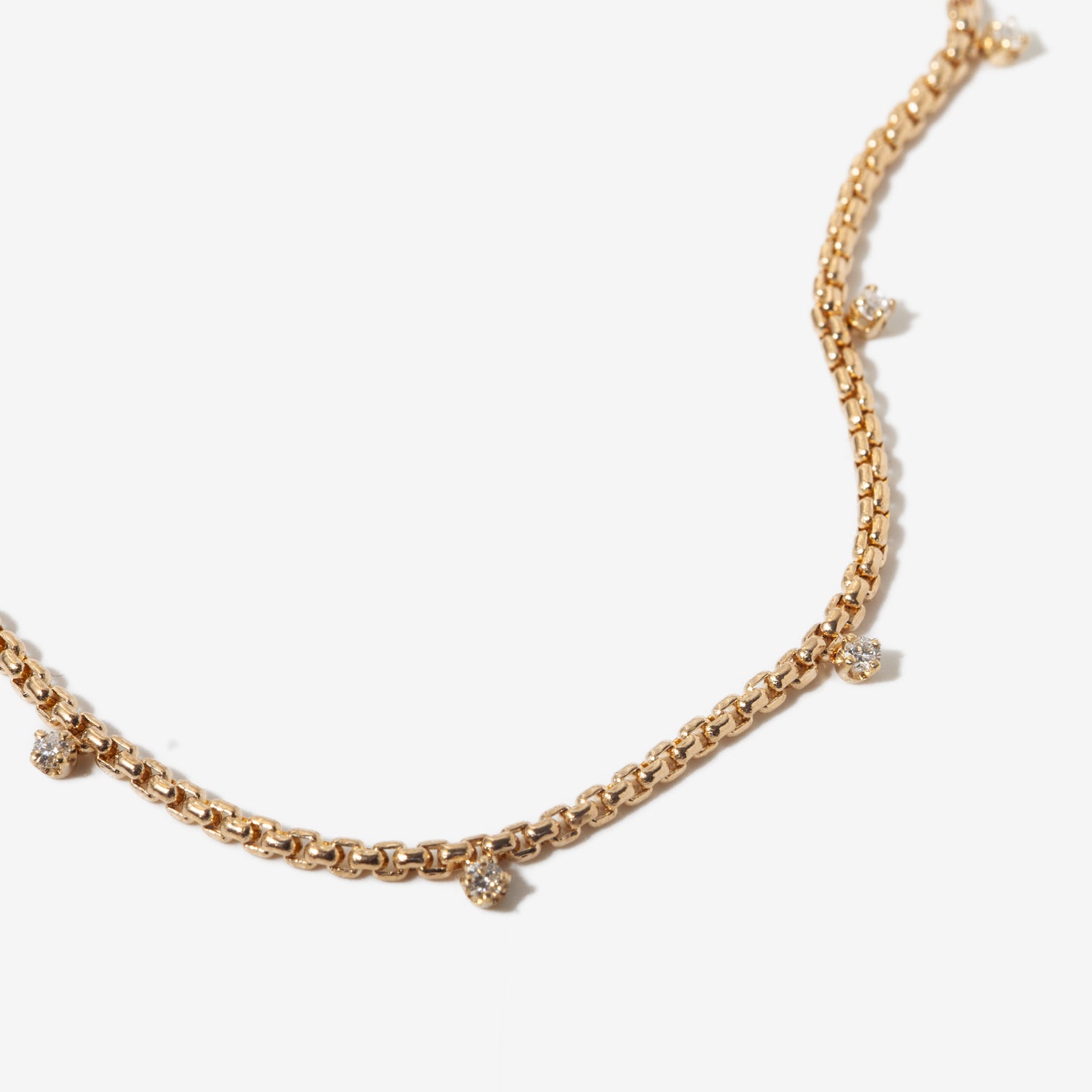 Nine Prong Diamond Small Box Chain Necklace – No.3