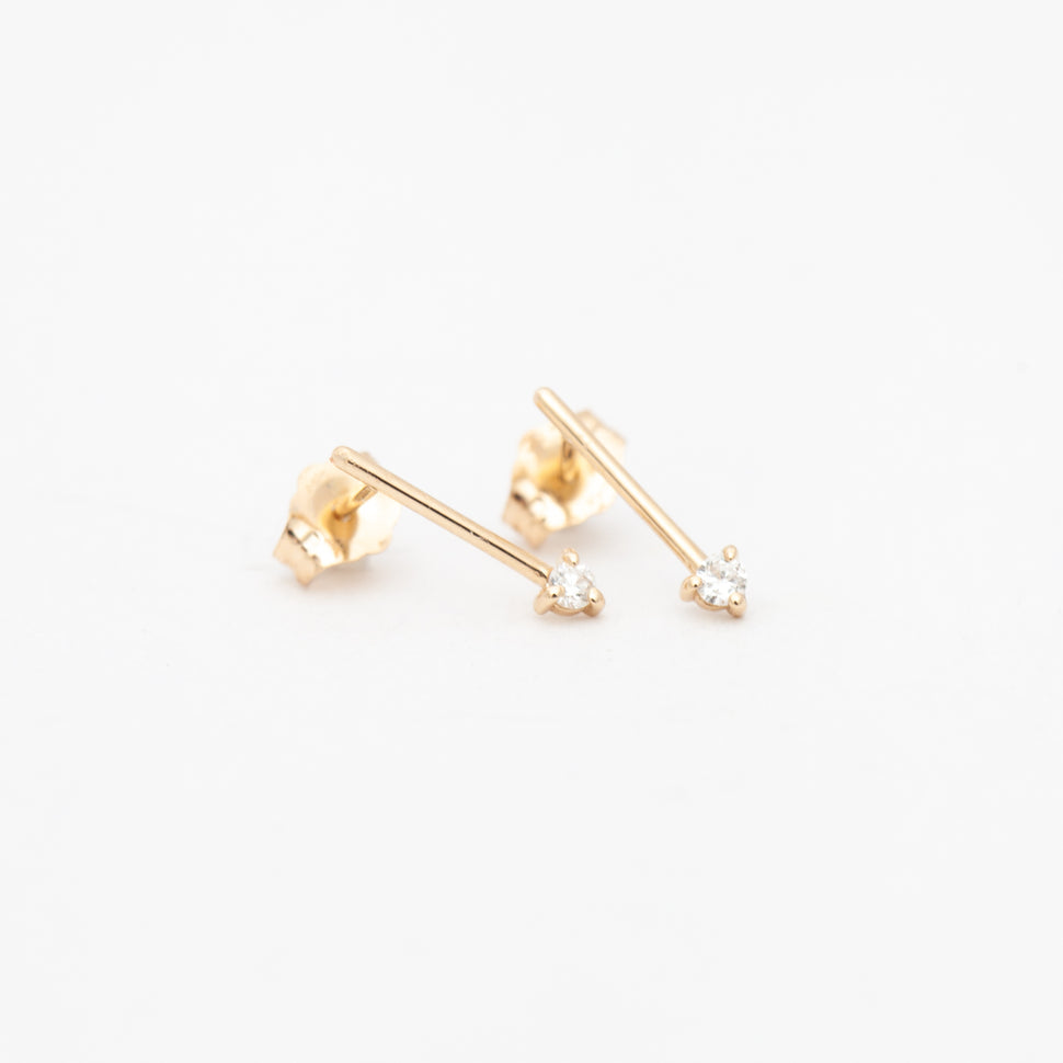 One Step Bar Diamond Earrings – No.3